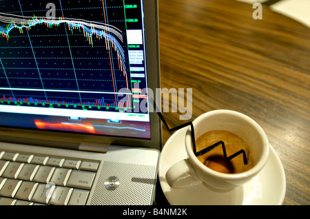 stock markets down into empty coffee cup alternative 4/5 Stock Photo ...