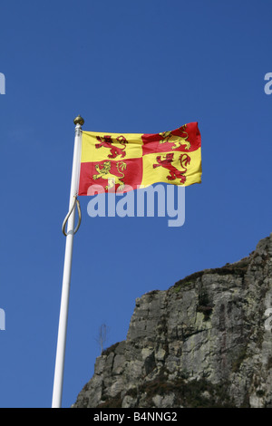 Old welsh flag emblem of Owain Glyndwr flying at National Eisteddfod of ...