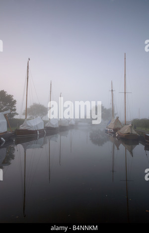 Traditional Wooden Boat on Misty Green River in Chinese Canyon Stock ...