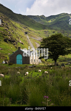 Looking NE up Cwm Croesor valley with turbine house of small scale ...
