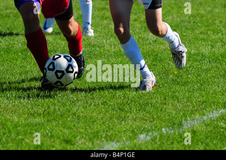 Football or soccer footwork from players at a high school or U18 or U17 ...