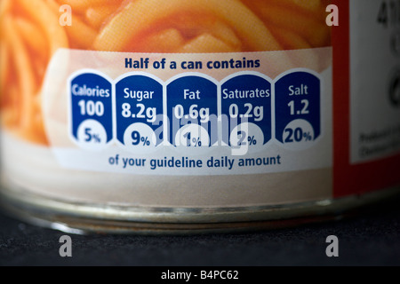 Ingredient Label on tin of Food Stock Photo - Alamy