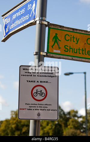 warning signs on road and cycle path Stock Photo - Alamy