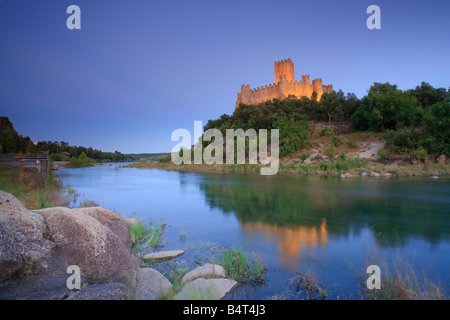 Almourol Castle, set on a island on Rio Tejo, Ribatejo Province ...
