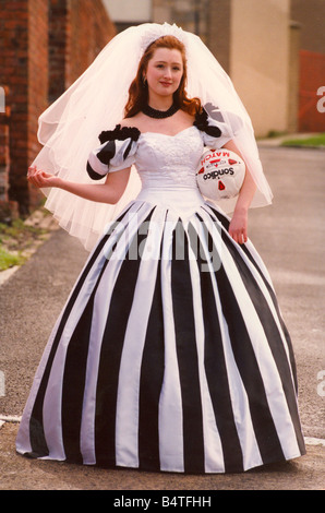 Sarah Robey models the black and white wedding dress which will be on ...
