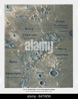 astronomy, moon, surface, photograph by the Paris Observatory, circa ...