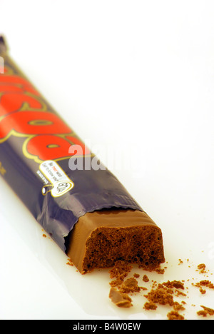A Wispa cadbury's chocolate bar in its wrapper isolated on a white ...
