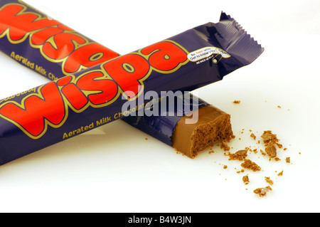 Packet of Cadbury Wispa chocolate bars isolated on white background ...