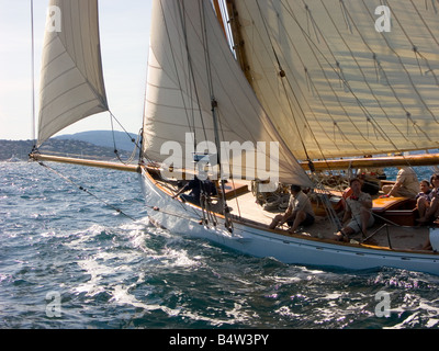 Classic yacht Partridge racing in St Tropez Stock Photo - Alamy