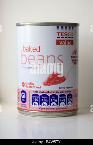 Tin Can of Tesco Value Baked Beans Stock Photo - Alamy