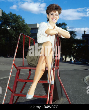 Teri Lally in playground September 1984 Stock Photo - Alamy