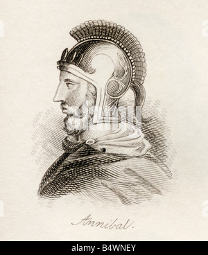 Hannibal, 247 - 183 BC, Carthaginian general, portrait, wood engraving ...