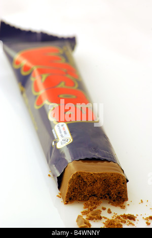 A Wispa cadbury's chocolate bar in its wrapper isolated on a white ...