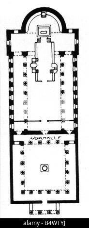 architecture, floor plans, plan of a Christian Basilica, 4th/5th ...