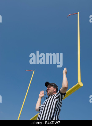Football referee calling field goal Stock Photo - Alamy