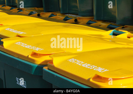 Recycle containers: yellow container for recycling of plastic and green ...