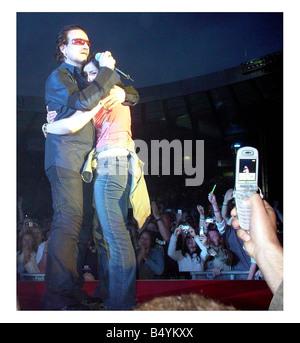 Singer Bono from the rock band U2 performing at the dedication ceremony ...