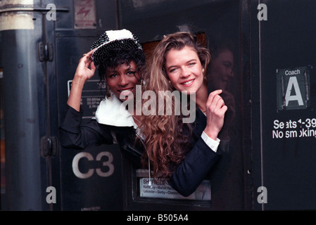 Annabel Croft treasure hunter and singer Sinitta at St Pancras Station ...
