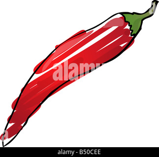 Sketch of a chilli. Hand-drawn lineart look illustration Stock Photo ...