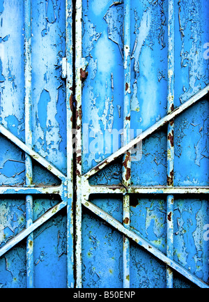 Blue Steel Rusty Gate Background Pattern Stock Photo - Alamy
