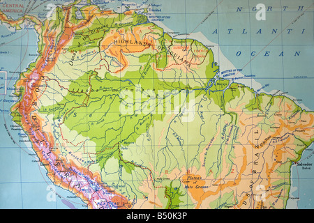 Map of the course of the Amazon Stock Photo - Alamy