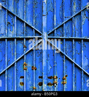 Blue Steel Rusty Gate Background Pattern Stock Photo - Alamy