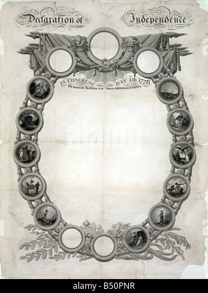 United States historic document showing Declaration of Independence or ...