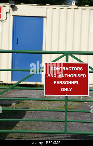 contractors and authorised personnel only sign notice at works Stock ...