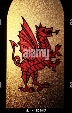 welsh red dragon stained glass window house door Stock Photo - Alamy