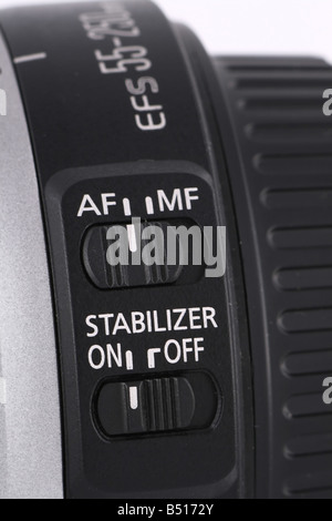lens auto focus and stabilization switch canon photography Stock Photo ...