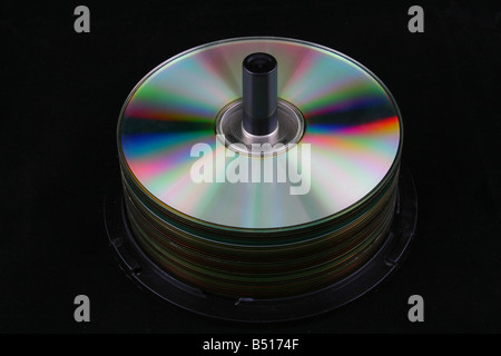 cd dvd pile stack black background computers Stock Photo - Alamy