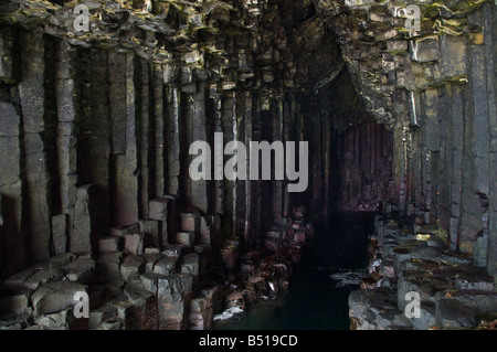 Fingal's Cave at the south of the island of Staffa from the sea showing ...
