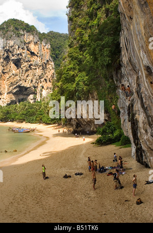 cliff climber at Ton Sai Beach in tha Andaman Sea, Thailand, Krabi, Ao ...