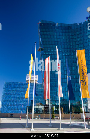 flags in front of OMV head office "Hoch Zwei Stock Photo - Alamy