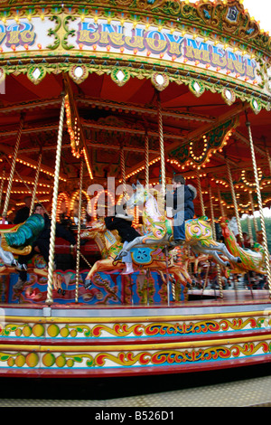 The carousel at the Goose Fair in Nottingham, Nottinghamshire England ...
