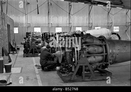 BOAC Mechanics servicing the engines of the Comet airliners at Heathrow ...