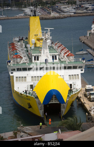Car passenger ferry bow doors open waiting to load cars Stock Photo - Alamy