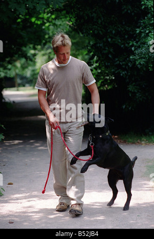Ben Fogle walking his dog in park June 2001 Stock Photo - Alamy