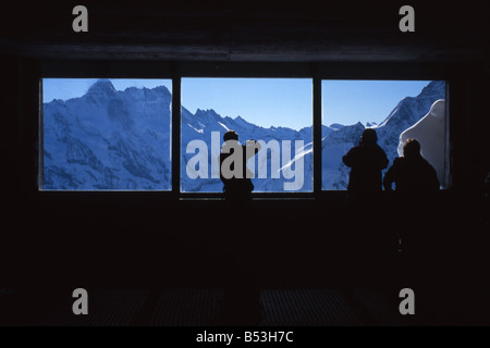 View from the station Eismeer, Jungfraubahn in the Bernese Oberland ...