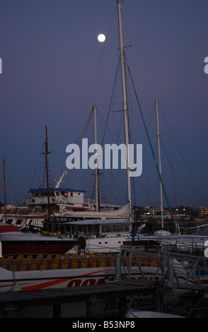 The harbour by moonlight at Paphos Cyprus Europe Stock Photo - Alamy
