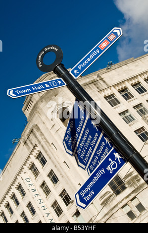 Shops by Piccadilly Station in the centre of Manchester, Northern ...