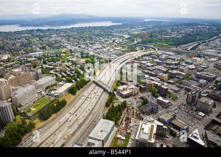 Aerial view of southeast side of Seattle, Washington, USA taken from ...