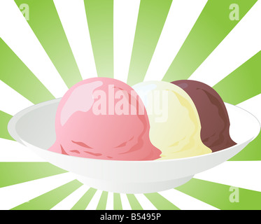Illustration of neapolitan gelato ice cream strawberry chocolate and ...