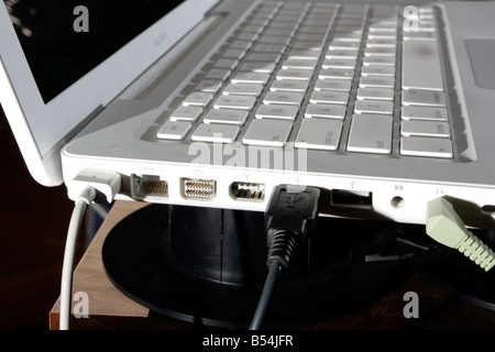 Left side of white MacBook laptop computer Stock Photo - Alamy