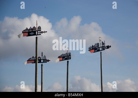 Wind vanes formerly boat masthead flags describing skipper and boat ...