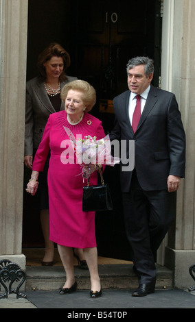 Former Premier Margret Thatcher is greeted by current Prime Minister ...