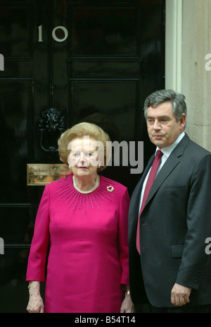 Former Premier Margret Thatcher is greeted by current Prime Minister ...