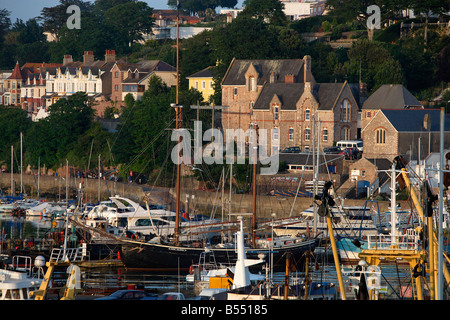 Brixham Fishing Port sea front English Channel typical houses Devon UK ...