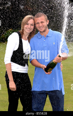 Lottery winners Kelly Lucas and her boyfriend Ollie Kennedy both 18 celebrating their win today ...