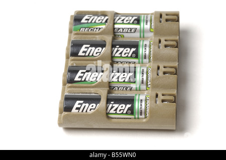 AA batteries housed in convenient reusable plastic carriers Stock Photo ...
